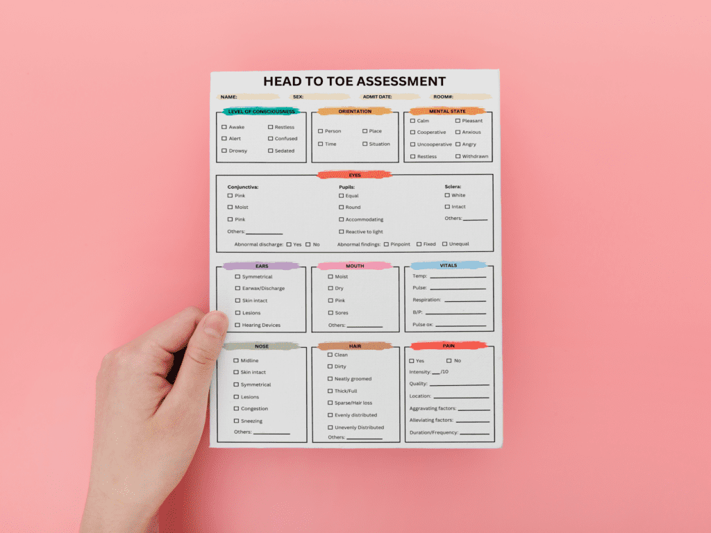 Head to Toe Assessment Nursing Template PDF