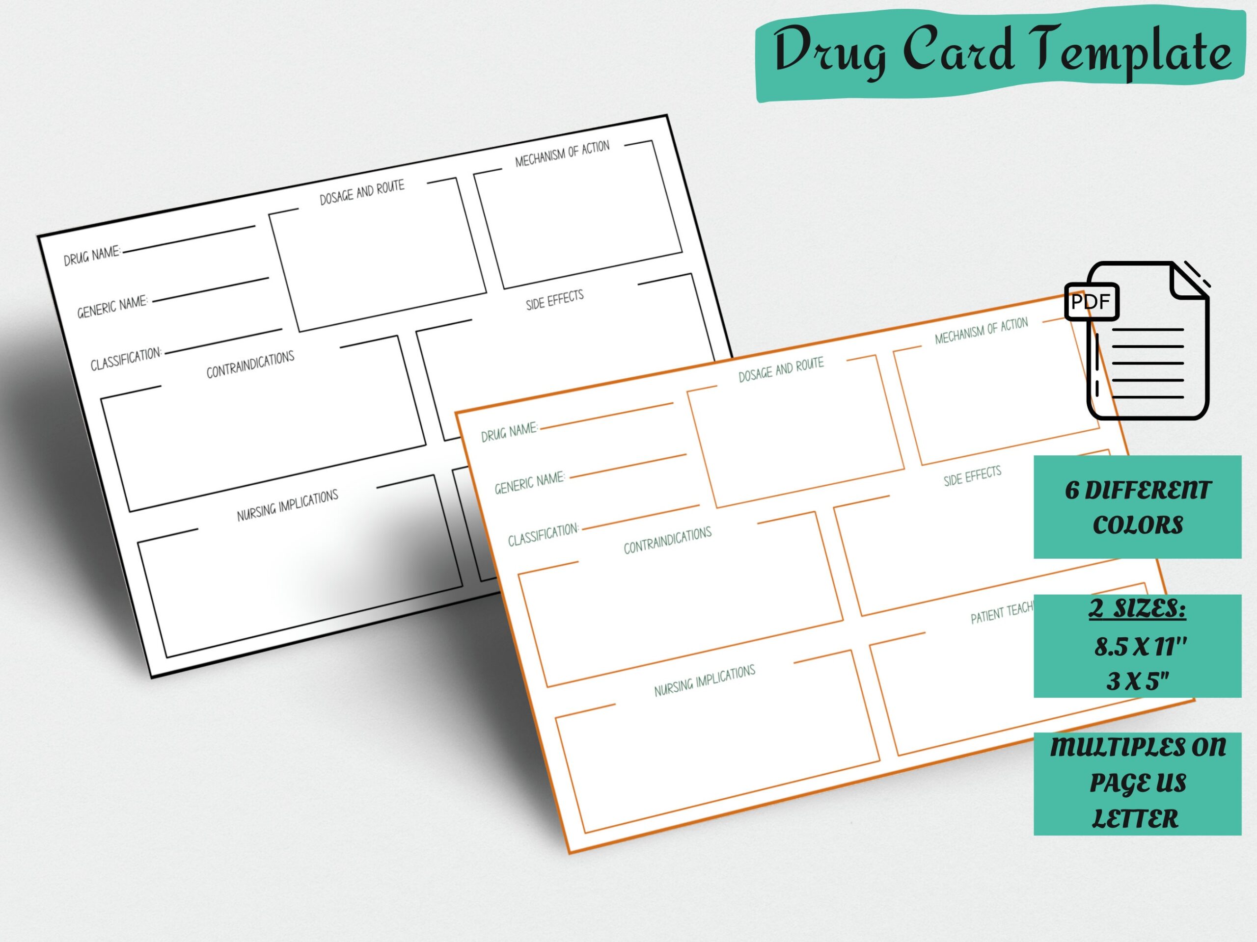 Nursing Pharmacology Drug Flashcards Template Study In Nursing