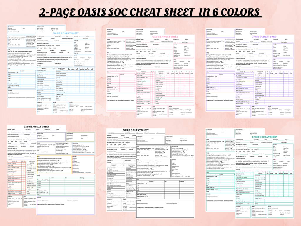 OASIS E Cheat Sheet Bundle - Study In Nursing OASIS E Cheat Sheet Bundle - Study In Nursing