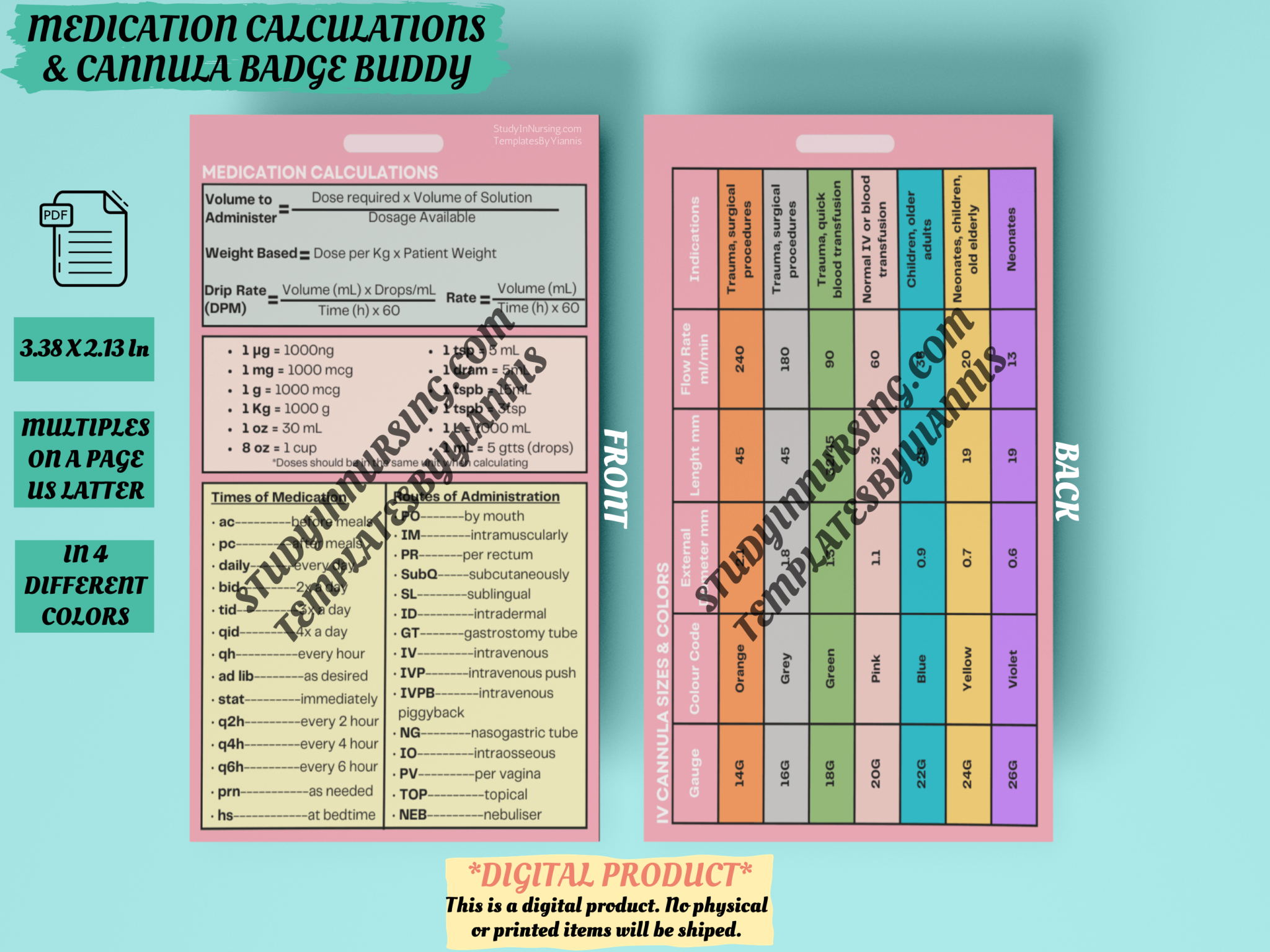 medication-calculations-cannula-reference-badge-card-study-in-nursing