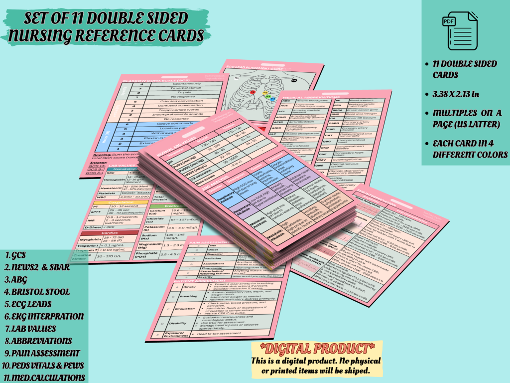 Set Of 11 Nursing Badge Cards - Study In Nursing